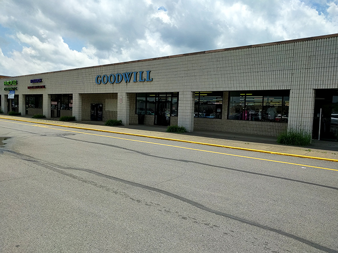 Clean lines and ample parking make this Goodwill location a thrifter's dream. Inside awaits a carefully organized treasure hunt.