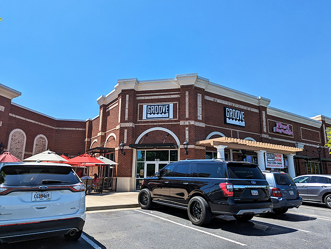 Sunshine and burgers - a match made in Athens heaven. Groove Burgers' impressive fa&ccedil;ade hints at the flavor explosions waiting inside.
