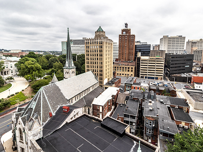 The Pennsylvania state capital's impressive skyline rises above church spires, where history and modernity shake hands daily.