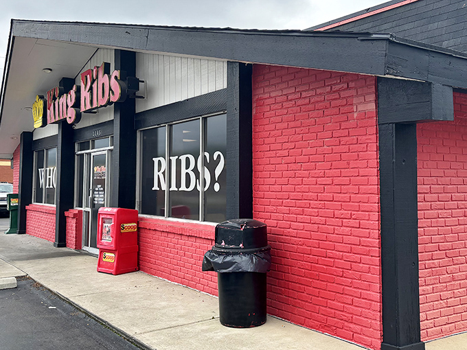 "Why Ribs?" asks the window. Step inside this royal-red BBQ castle and the answer becomes deliciously clear.