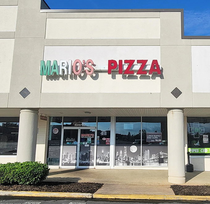Mario's might sit in a simple strip mall, but that red, white, and green sign promises authentic Italian flavors inside.