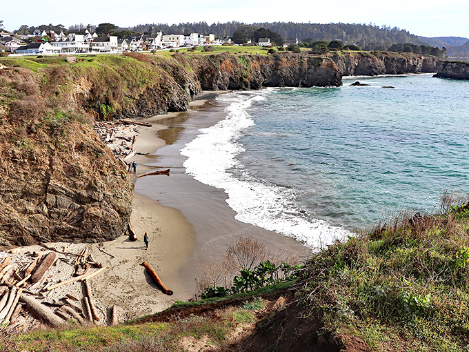 The cliffs of Mendocino offer drama worthy of a Hollywood blockbuster. That pristine beach below is nature's perfect reward for those who make the descent.