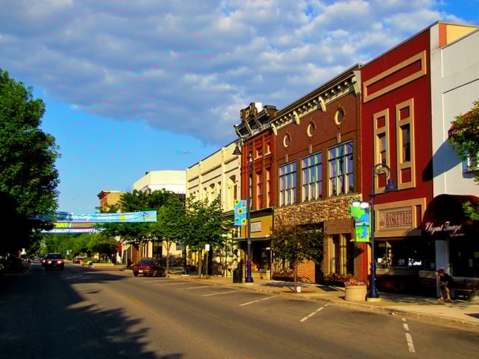 The colorful storefronts of downtown Mount Pleasant create a postcard-perfect scene that Norman Rockwell would have loved to paint.