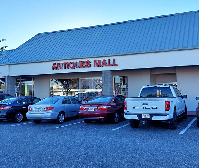 Where modern retail meets vintage charm &ndash; this antique mall's blue-roofed exterior hides a treasure trove that would make Indiana Jones detour.