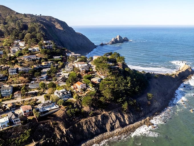 The golden hills of Pacifica meet the Pacific in a display that makes even the morning commute feel like a vacation.