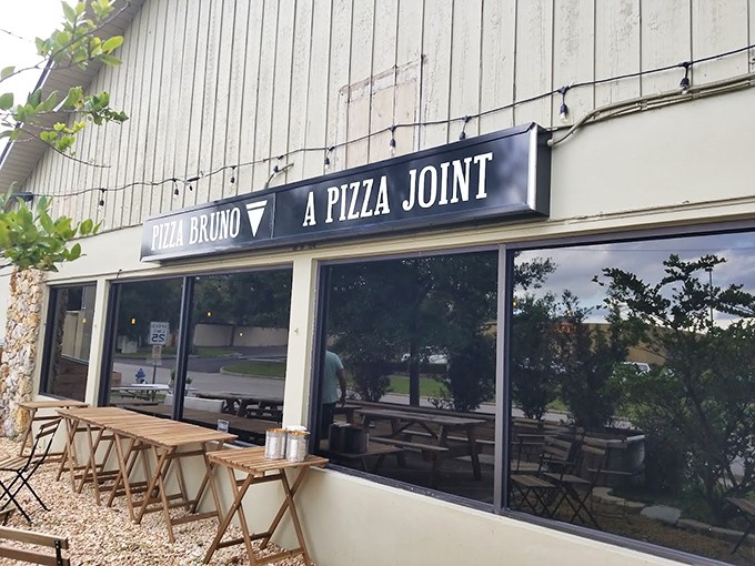 Pizza Bruno: Where wood-fired dreams come true. That outdoor seating area practically whispers "stay awhile."