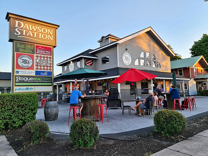 Sunset at Dawson Station makes this burger spot look like Edward Hopper painted a carnivore's paradise.