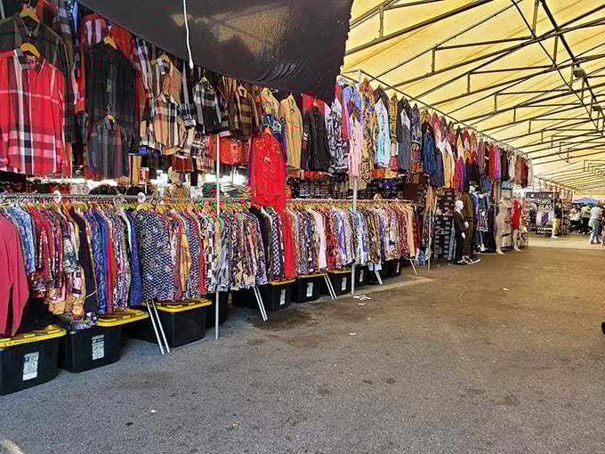 Fashion bonanza that would make Project Runway jealous! Racks of colorful clothing await new homes at prices that feel like highway robbery.