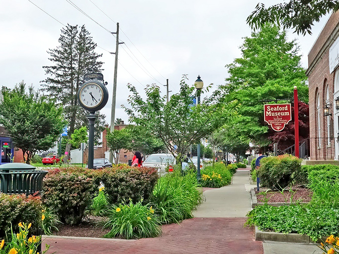 The Seaford Museum sign beckons history buffs to explore this former "Nylon Capital of the World" turned retirement haven.