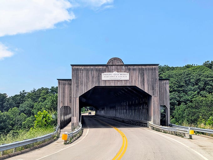 Standing tall like a wooden skyscraper, this bridge makes you feel wonderfully small in the best way.