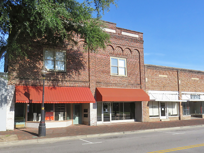 Brick buildings and wide sidewalks create the perfect backdrop for leisurely afternoon strolls and window shopping. 