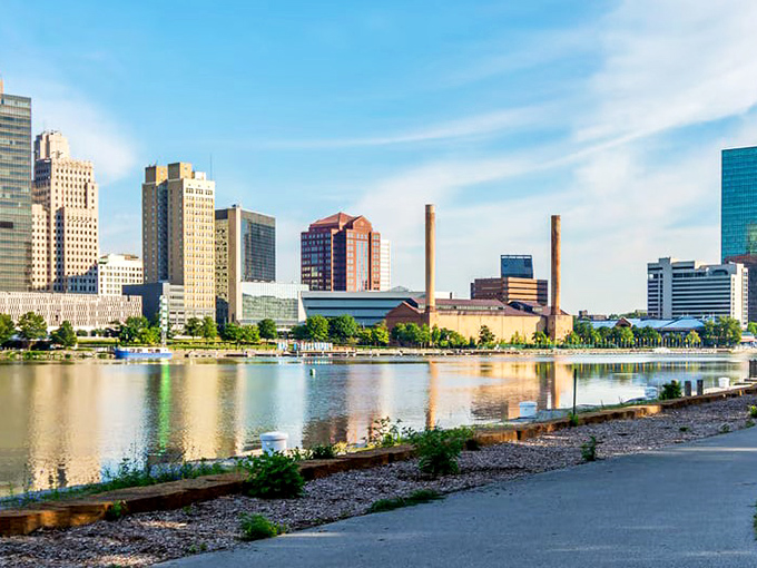 Toledo's shimmering waters reflect Toledo's skyline like nature's own mirror, offering waterfront living without waterfront prices.