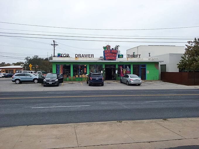 Where thrifting meets purpose—Top Drawer's cheerful exterior promises both bargains and the warm glow of supporting a good cause.