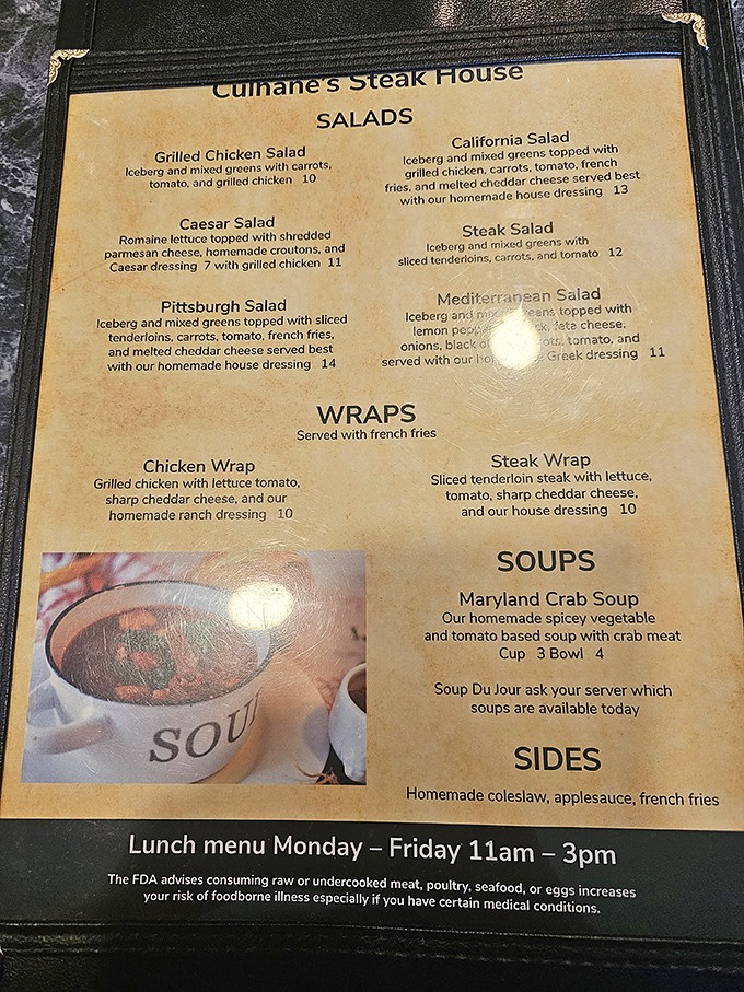 This isn't just a menu&mdash;it's a roadmap to happiness. The Pittsburgh Salad with tenderloin is Pennsylvania's delicious answer to the boring lunch question.