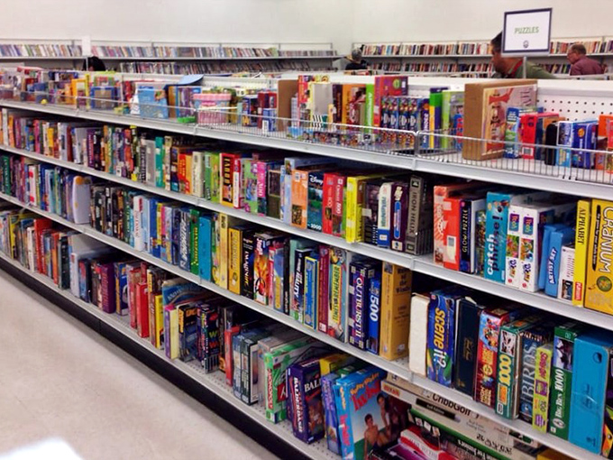 Board game heaven! Monopoly tournaments and Scrabble showdowns await. Each box holds memories of rainy days and family rivalries just waiting to be rekindled.