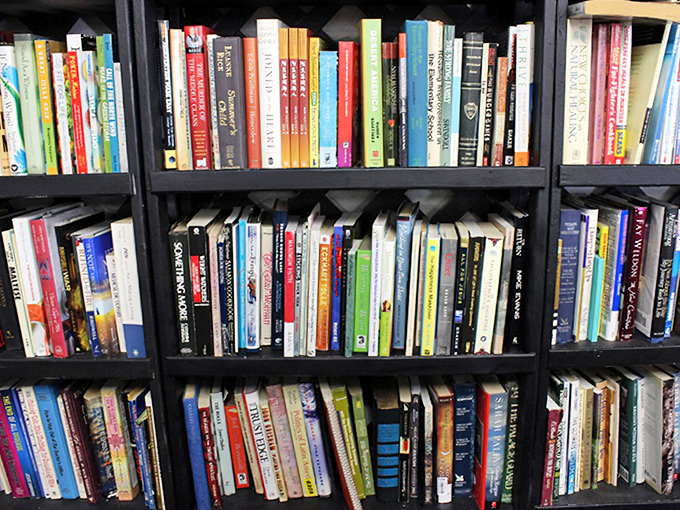 The book section: where literary dreams and bargain hunting collide. Shakespeare rubs spines with Stephen King while cookbooks promise culinary adventures for pocket change.