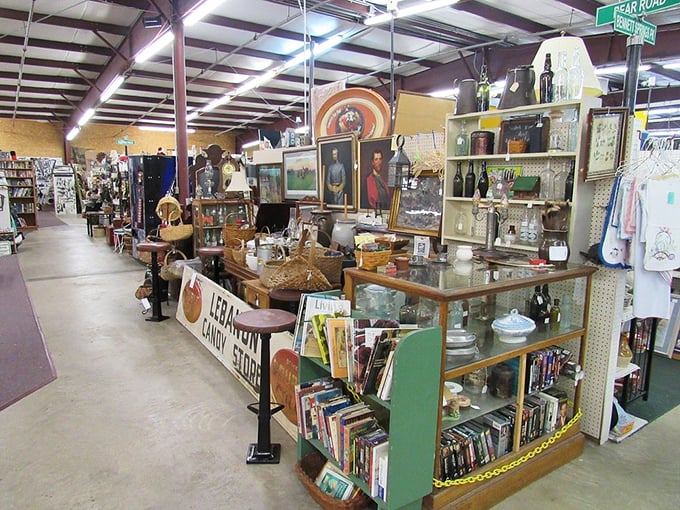 Every booth tells a story, with street signs guiding your journey through this labyrinth of memories. Bear Road might lead to your grandmother's china pattern.