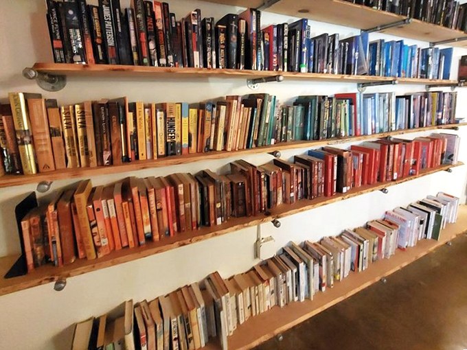 A bibliophile's dream come true&mdash;these color-coded shelves offer literary adventures for less than the price of a fancy coffee.