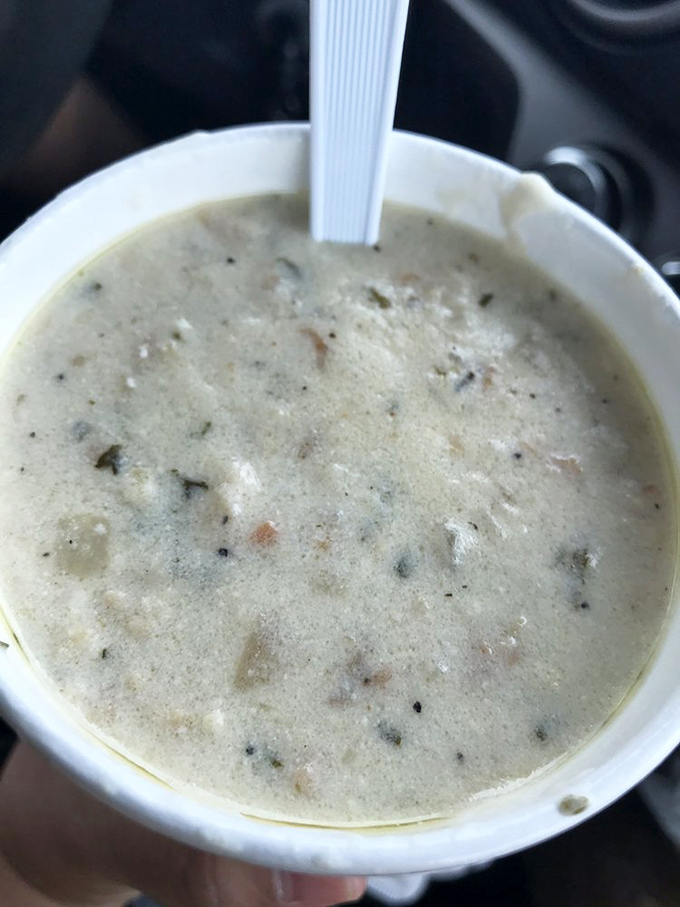 Liquid gold in a cup &ndash; this isn't just clam chowder, it's a creamy revelation studded with tender clams that might ruin you for all other chowders.