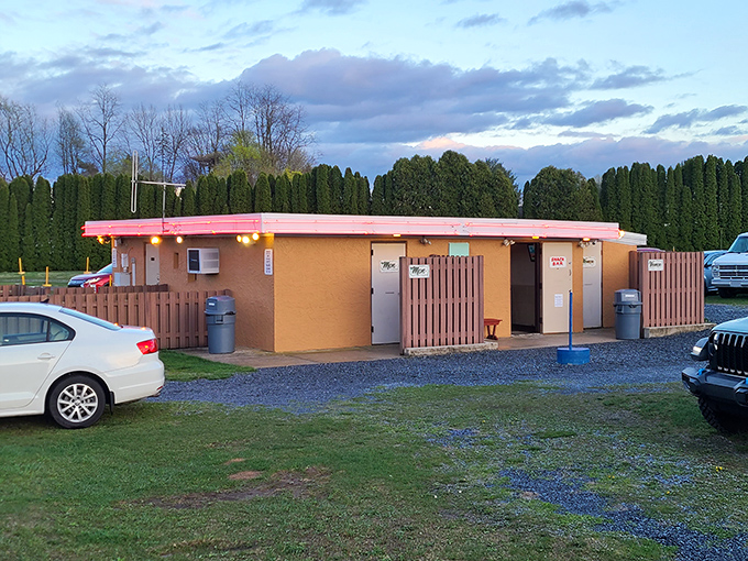 This unassuming building houses the essentials of any proper movie night: restrooms, snacks, and decades of cinematic memories.