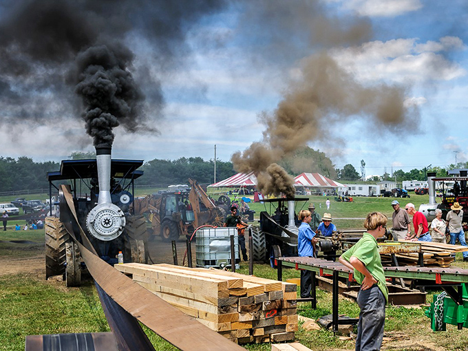 Where tradition powers innovation &ndash; steam-powered machinery demonstrates the ingenious blend of old-world craftsmanship and practical engineering at local festivals.