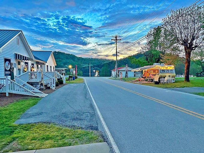 Twilight transforms Granville's main street into a watercolor painting of small-town America, complete with that "why don't we live here?" feeling.