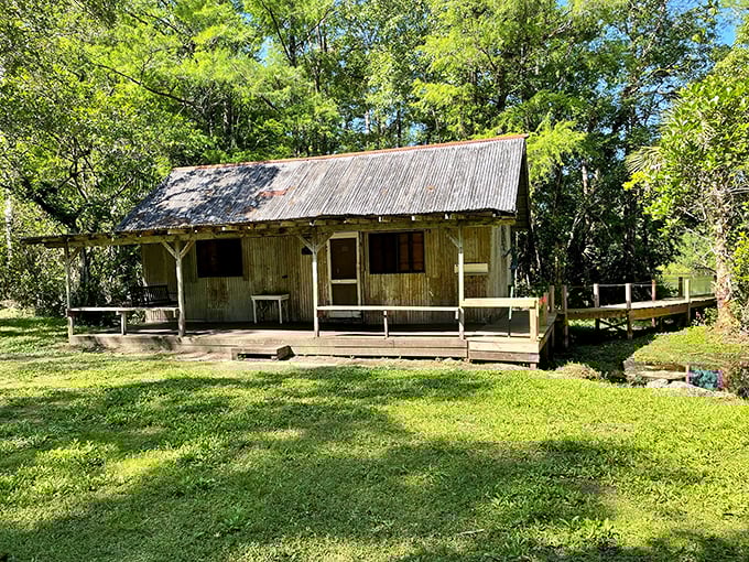 Not exactly the Ritz Carlton, but this rustic cabin whispers tales of old Florida. Weathered wood and tin roof&mdash;swamp living at its most authentic.