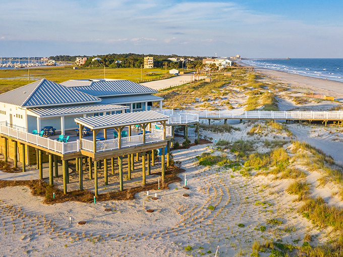 Beach houses on stilts &ndash; not just architectural charm but practical seaside living. When high tide comes calling, these homes just wave back from above.