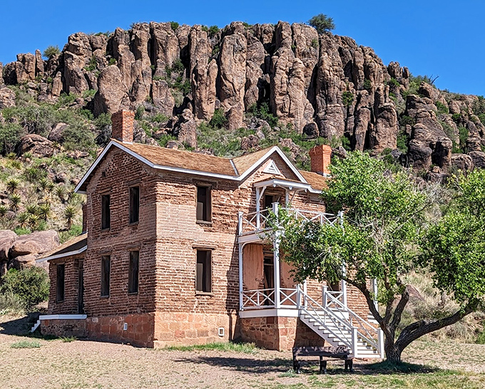 History stands preserved against a backdrop of rugged beauty. This frontier officer's quarters tells tales of the Wild West without saying a word.