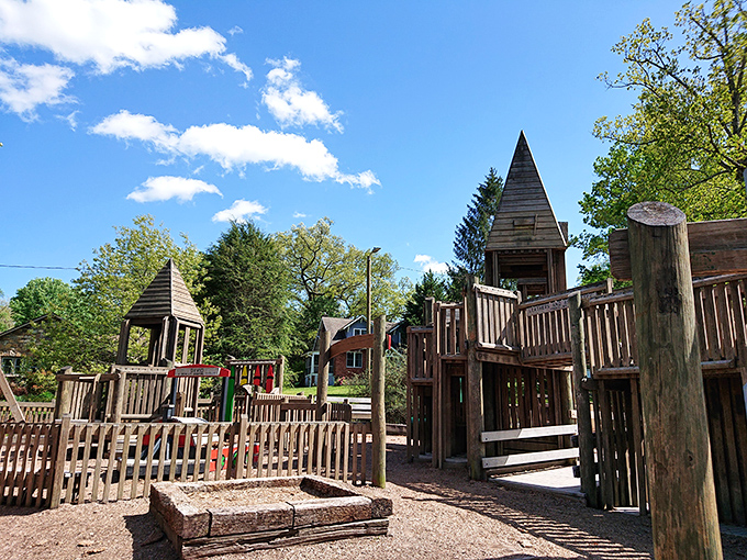 This wooden wonderland isn't just a playground&mdash;it's childhood architecture at its finest, where imagination builds faster than little legs can climb.
