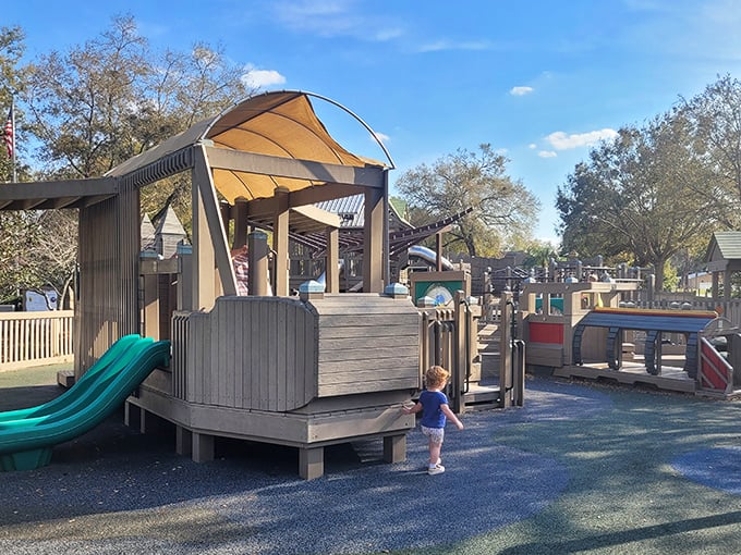 Freedom Playground offers pint-sized adventures for the grandkids while you enjoy the shade. Win-win for multi-generational outings!