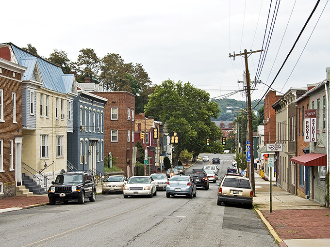 Greene Street's colorful facades look like someone gave a box of crayons to history and said "have fun."
