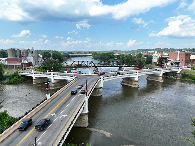 The famous Y-Bridge: where GPS systems go to have existential crises about which way is right.