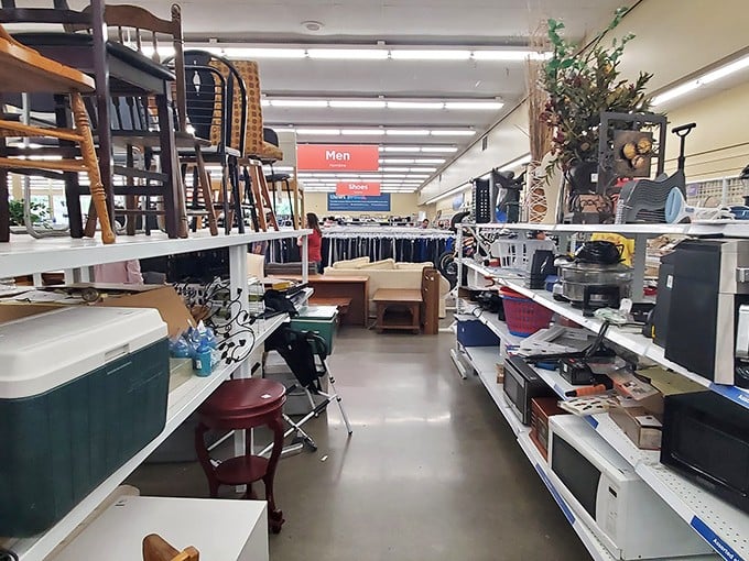 It&rsquo;s not just the men&rsquo;s section&mdash;it&rsquo;s a treasure trove of microwaves, mismatched chairs, and mystery gadgets waiting for a second chance at greatness.