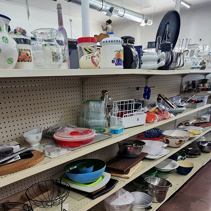 Kitchen treasures await new homes&mdash;that colorful vintage pitcher might have stories to tell about dinner parties from decades past.