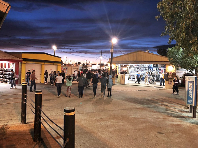 As twilight descends, the swap meet transforms into a twinkling marketplace where treasures and memories are equally up for grabs.