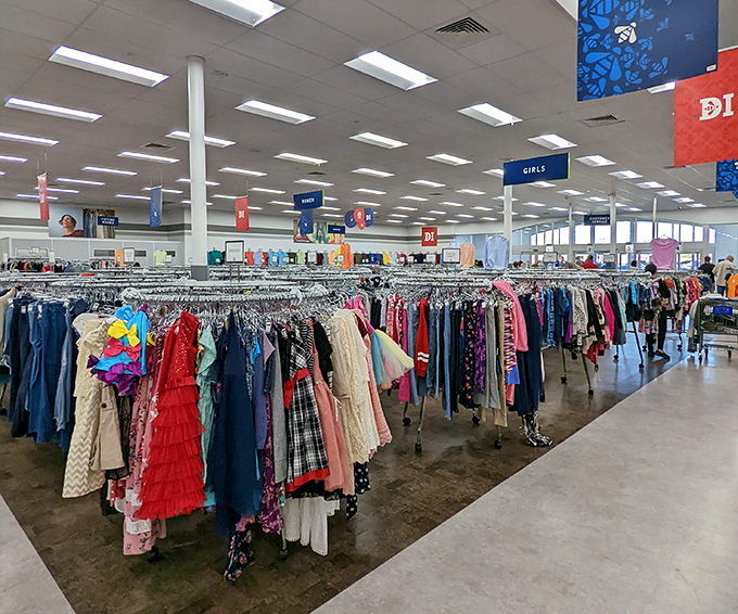Rack after glorious rack stretches toward the horizon. It's like the Library of Congress, but for fashion finds instead of books.
