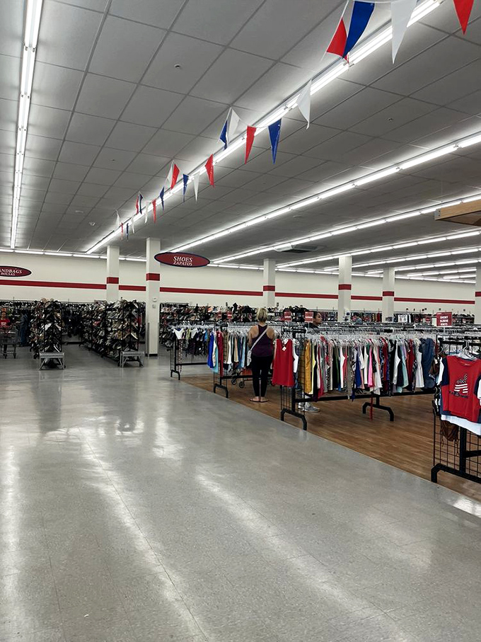 Wide aisles and organized sections transform the thrifting experience from chaotic rummage to strategic treasure hunt.