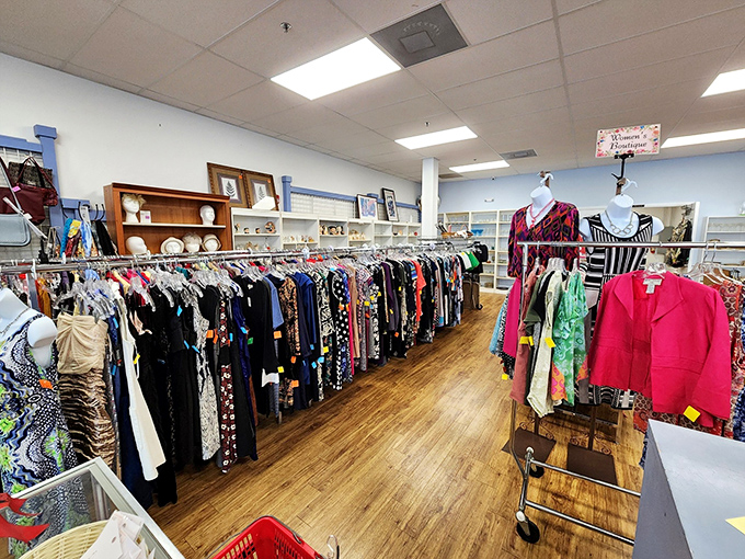 Racks upon racks of carefully organized clothing&mdash;this isn't your average jumbled thrift store, it's a boutique experience without the boutique prices.