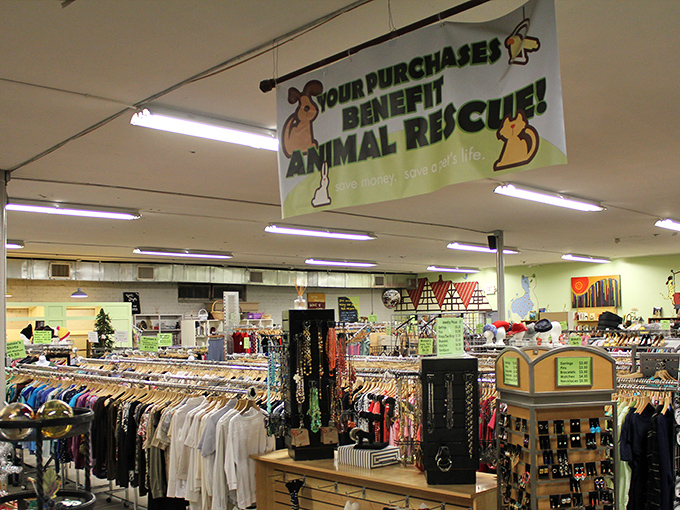 Racks upon racks of possibility! Every hanger holds someone's past fashion statement waiting to become your next conversation piece.