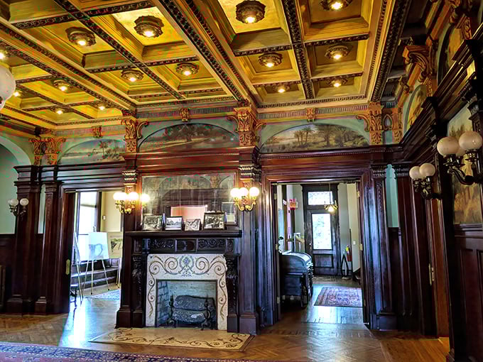 Step inside to discover ceilings that would make Michelangelo jealous. The ornate woodwork and coffered details transport you to another era.