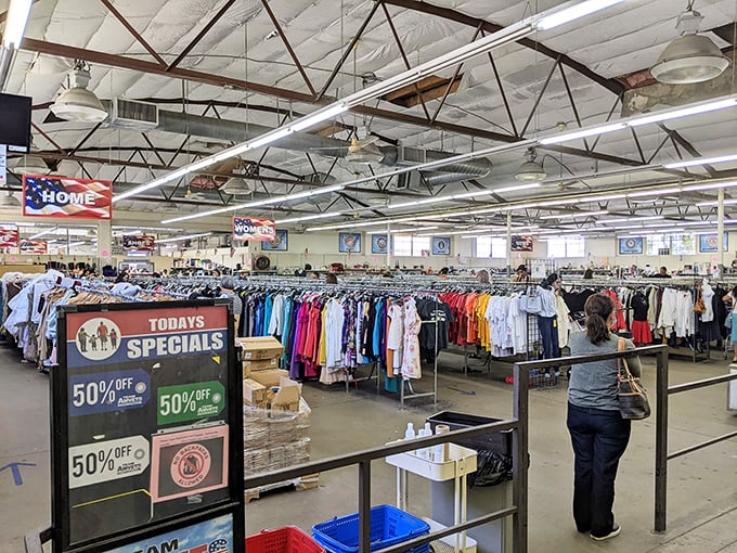 Endless racks stretch toward the horizon &ndash; this isn't just shopping, it's an expedition with color-coded discount signs as your treasure map.