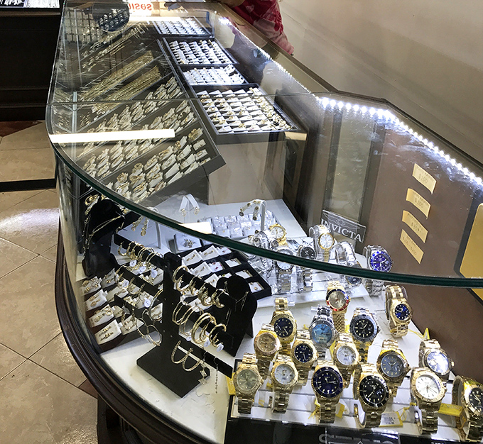 Glittering displays that would make Aladdin's cave look understocked&mdash;watches and jewelry waiting to adorn wrists and necks without emptying wallets.