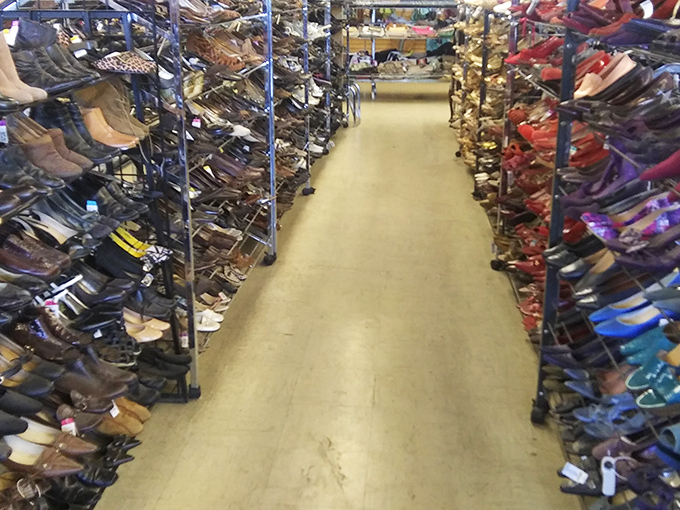 Shoe heaven stretches endlessly – finding your size becomes an Olympic sport worth the gold medal.
