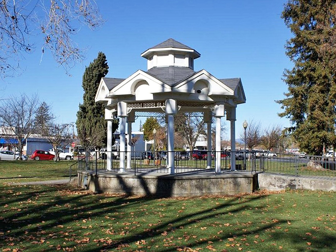 This elegant gazebo has witnessed countless summer concerts, first kisses, and community gatherings&mdash;the beating heart of Library Park.