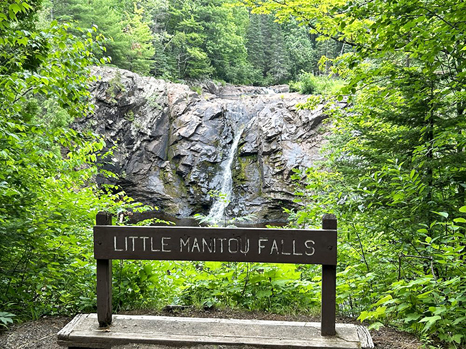 Little Manitou Falls proves that sometimes the sequel is just as good as the blockbuster. Nature's own water feature cascades dramatically through ancient rock.