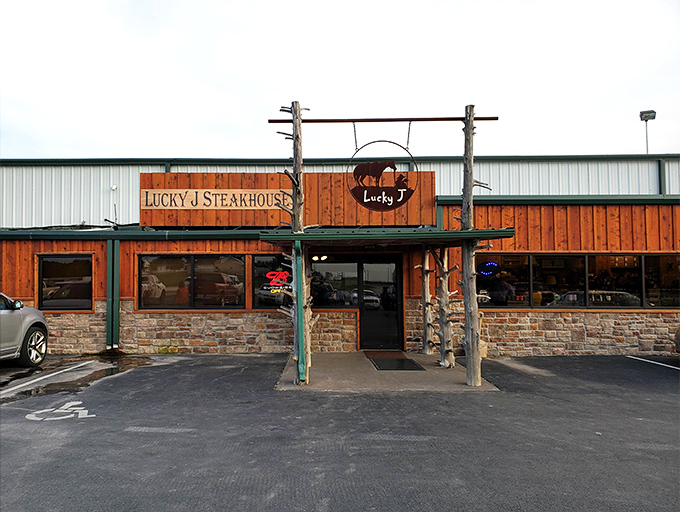 Lucky J Steakhouse combines rustic charm with carnivorous delights &ndash; the wooden facade isn't just decoration, it's a warning to nearby cows to keep their distance.