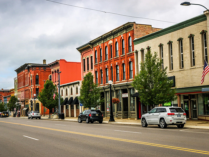 Main Street Marshall – where brick buildings stand shoulder to shoulder like old friends who've weathered a century of Michigan seasons together.