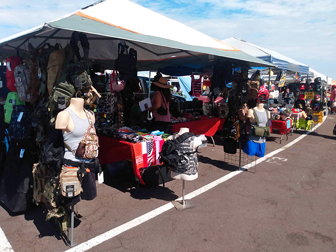 These aisles stretch forever, each tent promising something your house definitely doesn't need but absolutely must have.