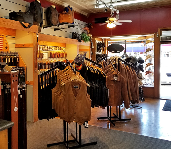 Leather lovers, rejoice! This western wear corner has enough vests and jackets to outfit the entire cast of "Yellowstone" for a season.